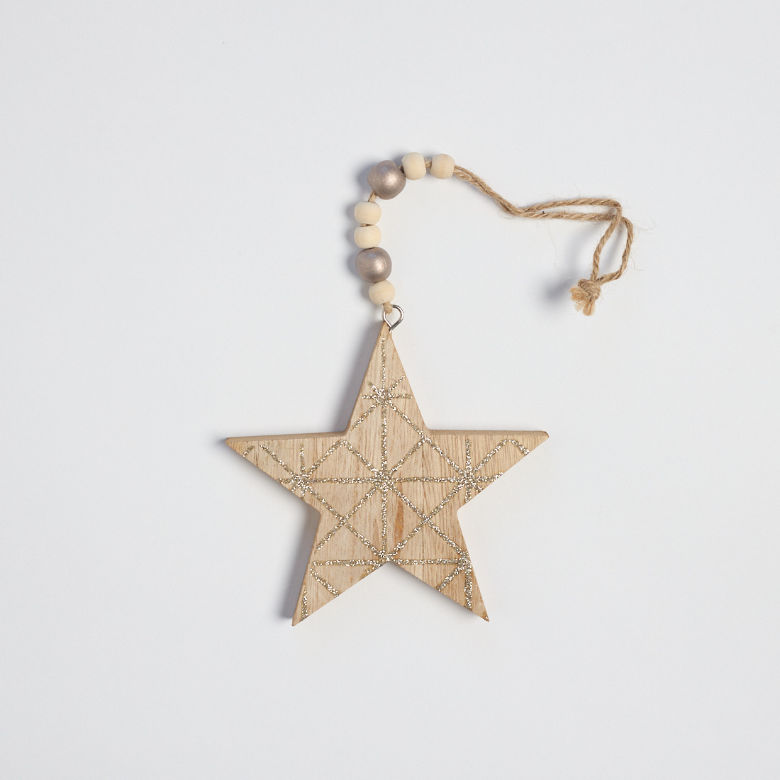 Drveni ukras za jelku - zvezda sa perlama 12x12 cm - pakovanje 1 kom ...