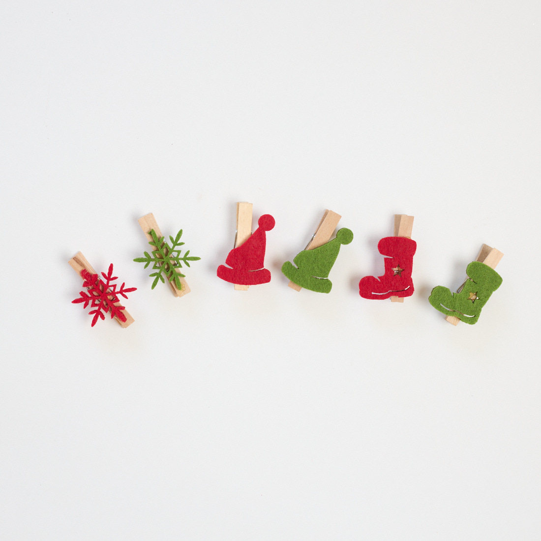 Drveni ukras za jelku - štipaljke - pakovanje 6 kom. - Garden Centar