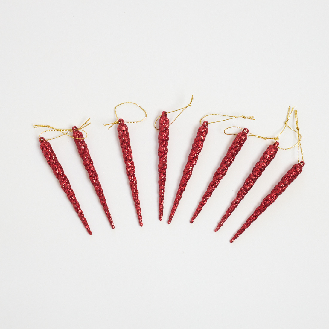 Novogodišnji ukras za jelku - ledenice crvene 0.5x10 cm - pakovanje 8 ...